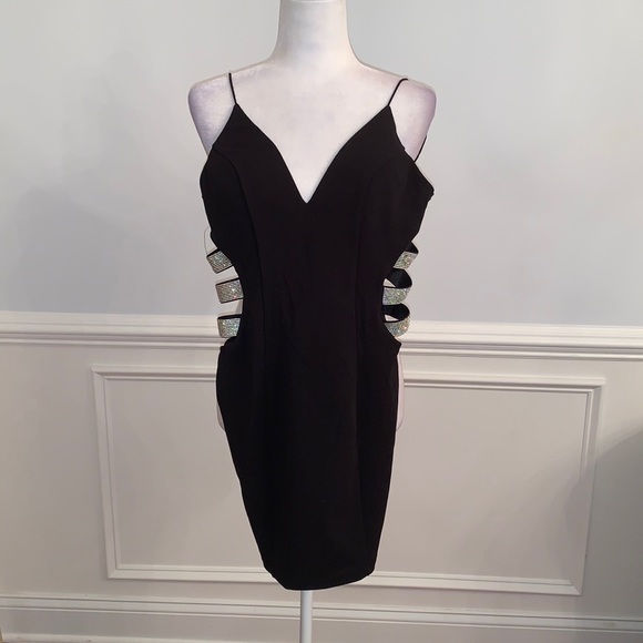 Windsor | Dresses | Windsor Black Dress With Rhinestones Both Sides ...